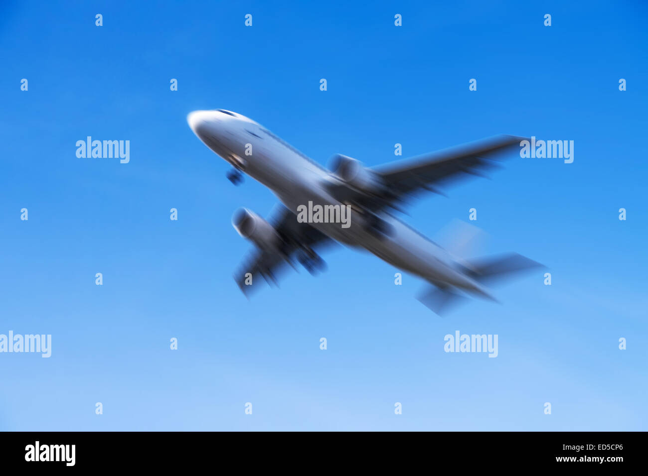 fast rising airplane in blue sky in summer Stock Photo - Alamy