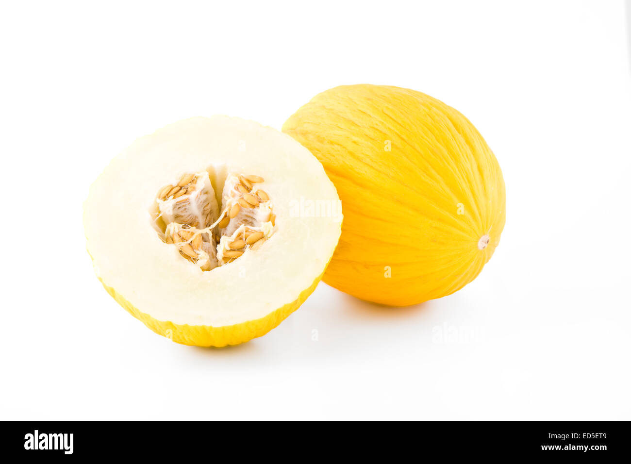 Fresh yellow melon slices isolated on white background, fruit Stock ...