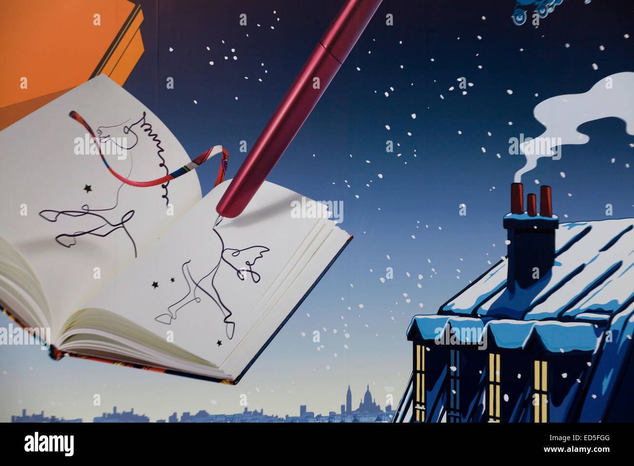 Christmas Window display "Writing to Father Christmas Stock Photo - Alamy