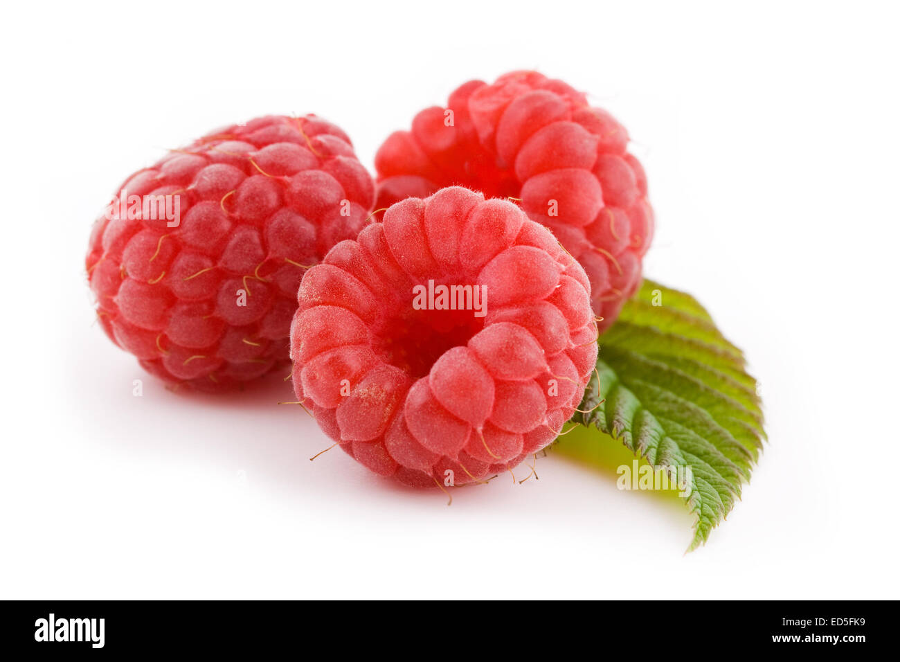 Three fresh raspberry fruit isolated on white Stock Photo - Alamy