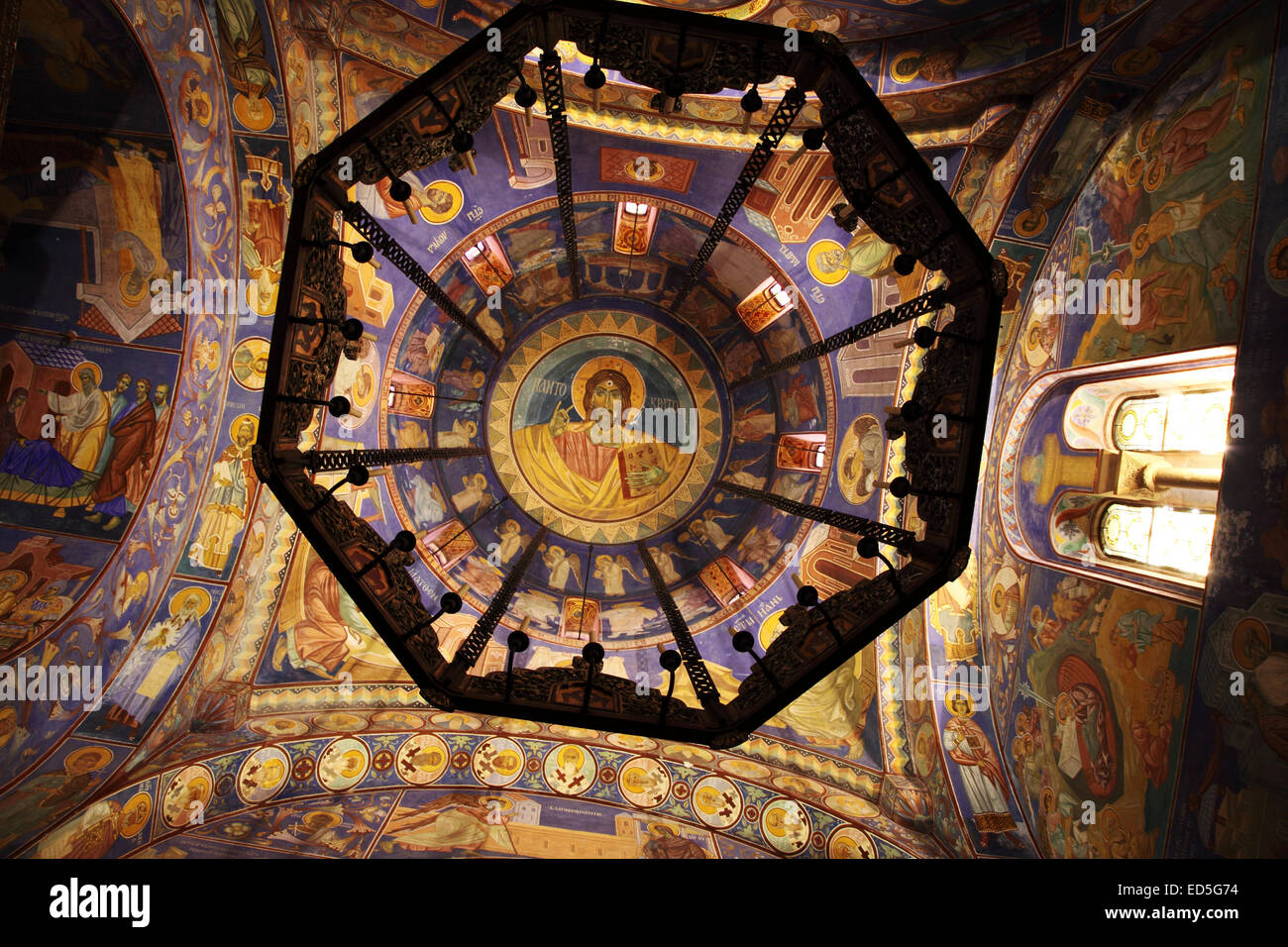 The ornately painted ceiling of the chapel at the Royal Palace in ...