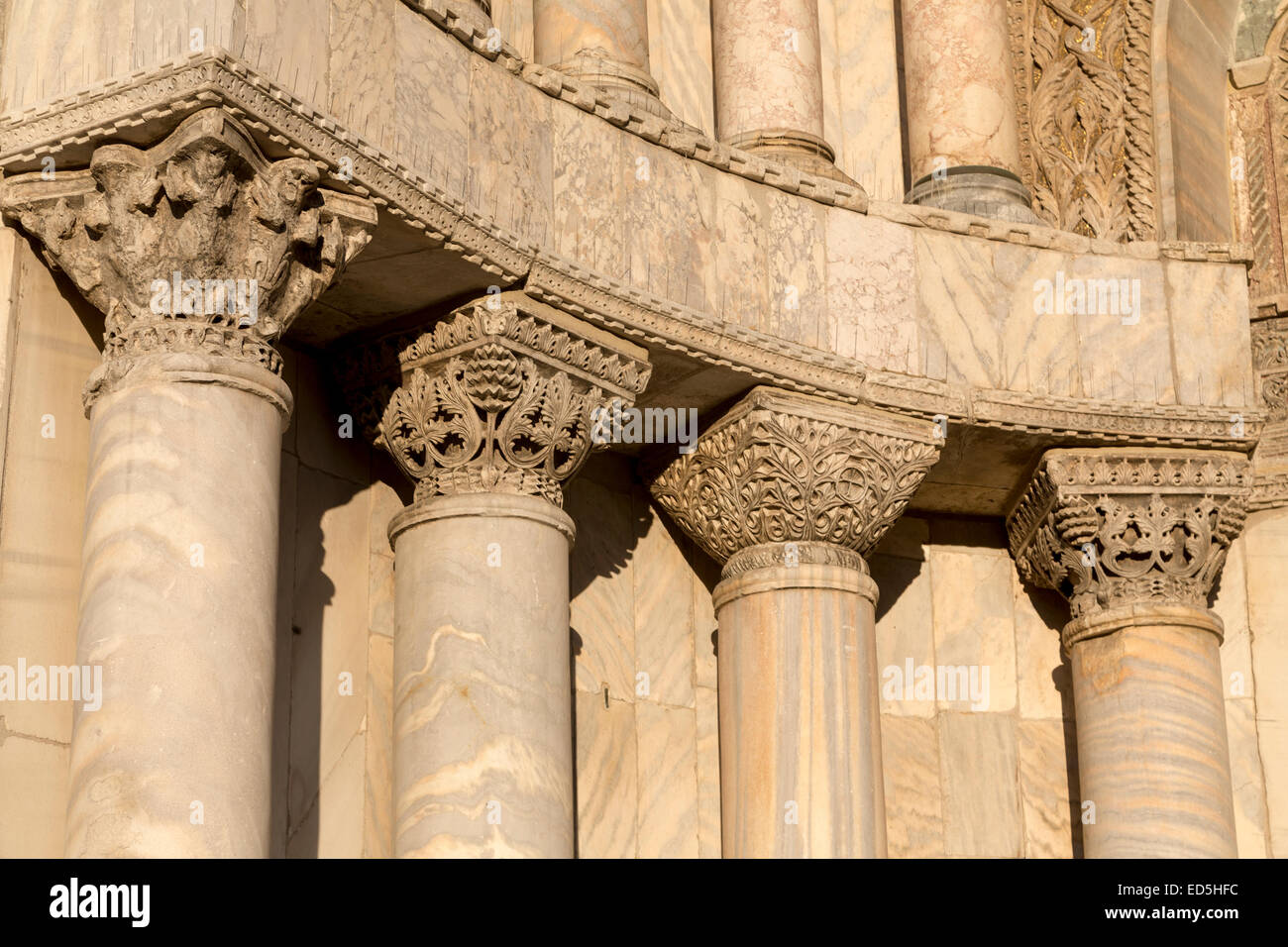 detail of Byzantiene columns and capitals at entrance, Saint Mark's ...