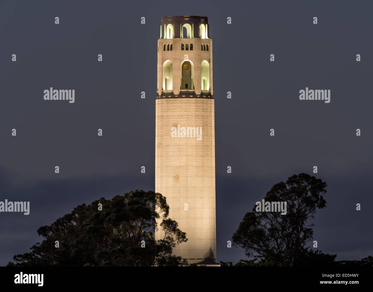 Coit Tower sitting atop Telegraph Hill, in San Francisco, California ...