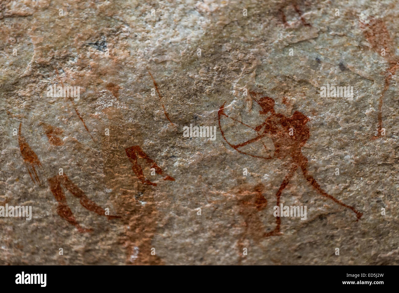 Man hunting with bow and arrow, San Rock Art, Clanwilliam, Western Cape ...