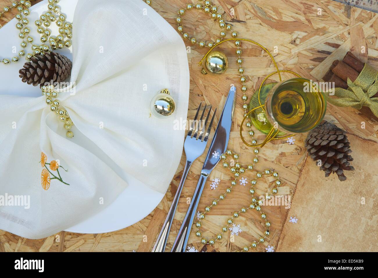 A part of festive table. Top view. Background Stock Photo - Alamy