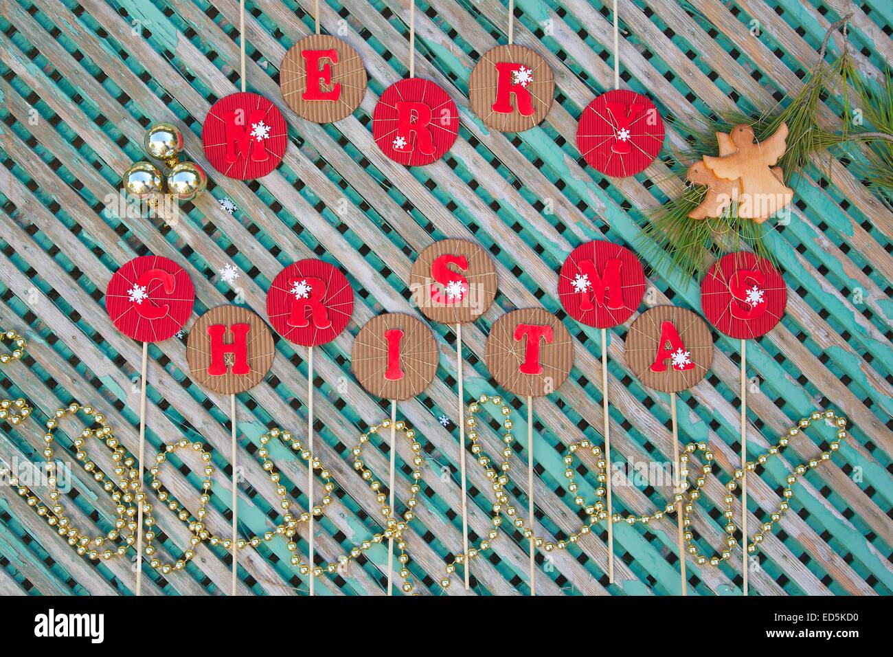 Christmas tree inscription merry in hi-res stock photography and images ...