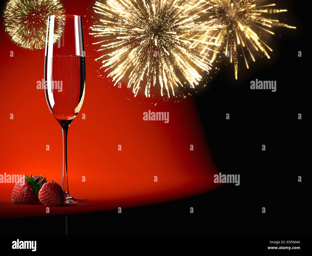 Champagne glasses with fireworks on background Stock Photo - Alamy