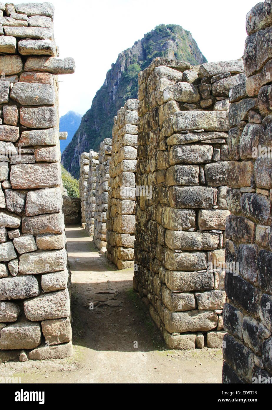 Incan stone buildings and terraces at Machu Picchu, Cusco, Peru Stock ...