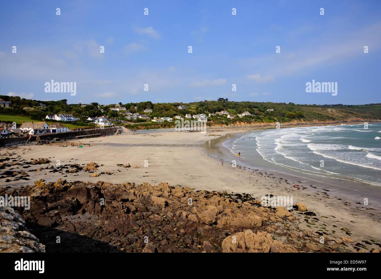 Coverack Lizard peninsula Cornwall England UK in summer with blue sky ...