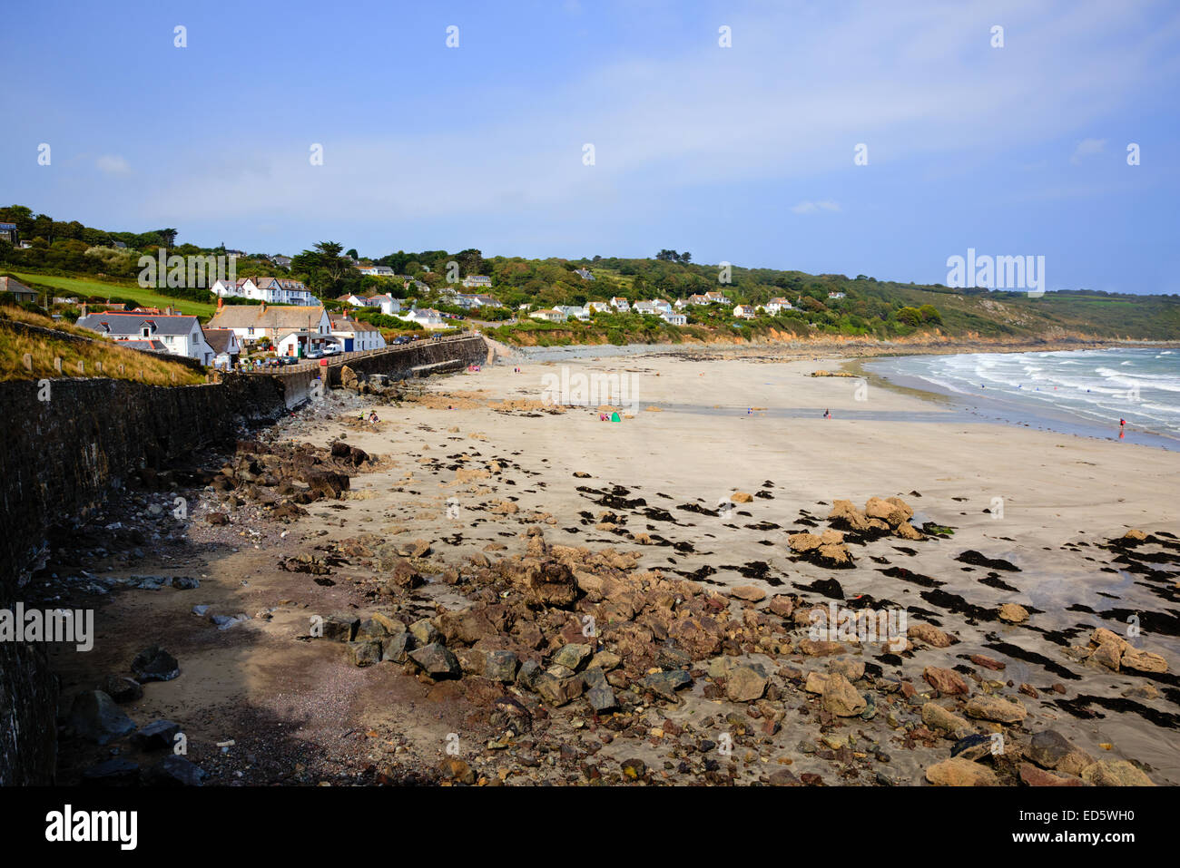 Beach Coverack The Lizard Cornwall England UK in summer with blue sky ...