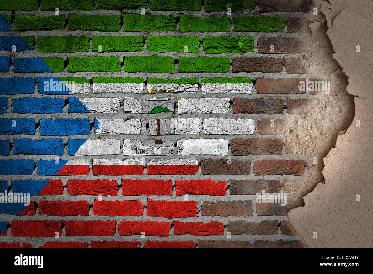 Dark brick wall texture with plaster - flag painted on wall ...