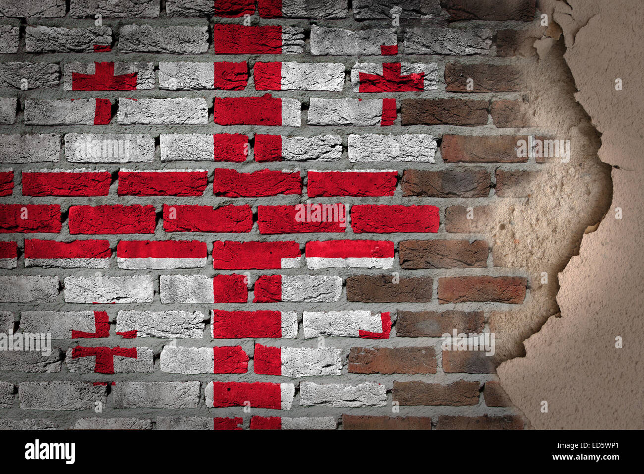 Dark brick wall texture with plaster - flag painted on wall - Georgia ...