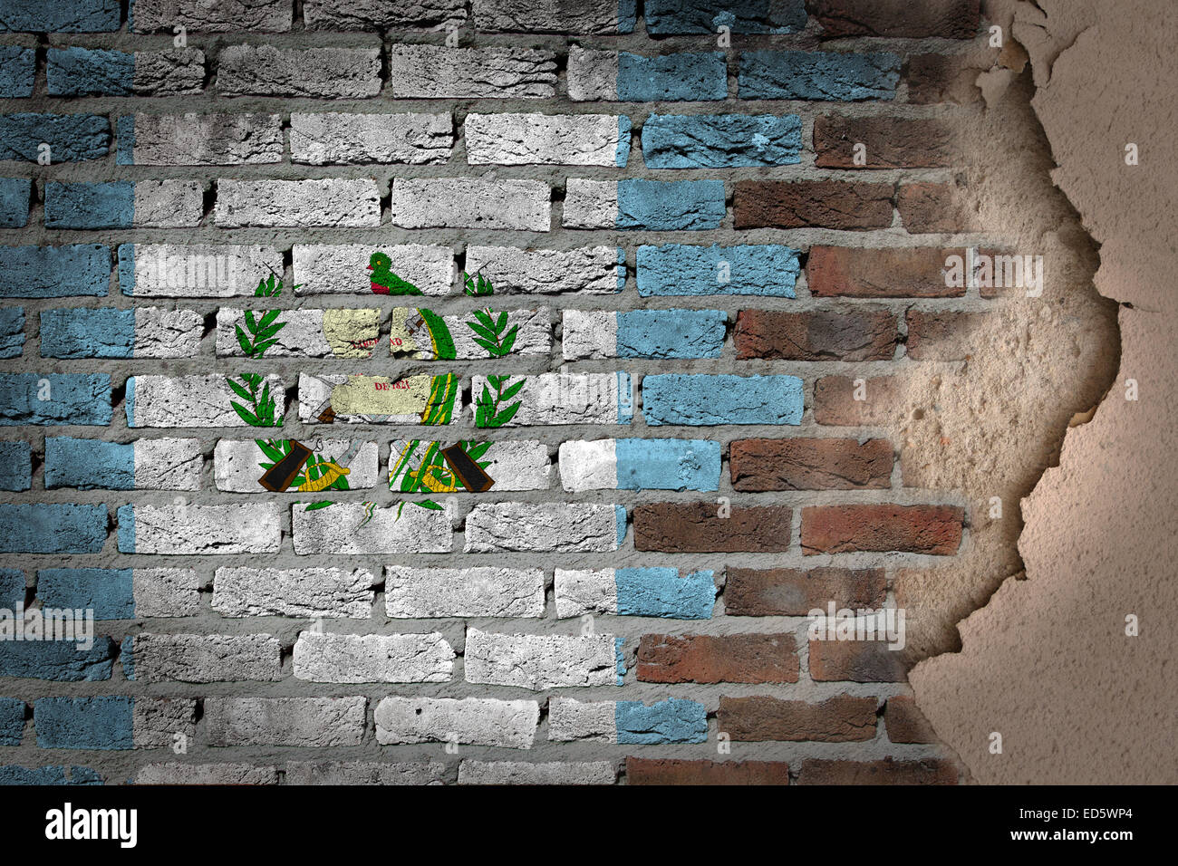 Dark brick wall texture with plaster - flag painted on wall - Guatemala ...