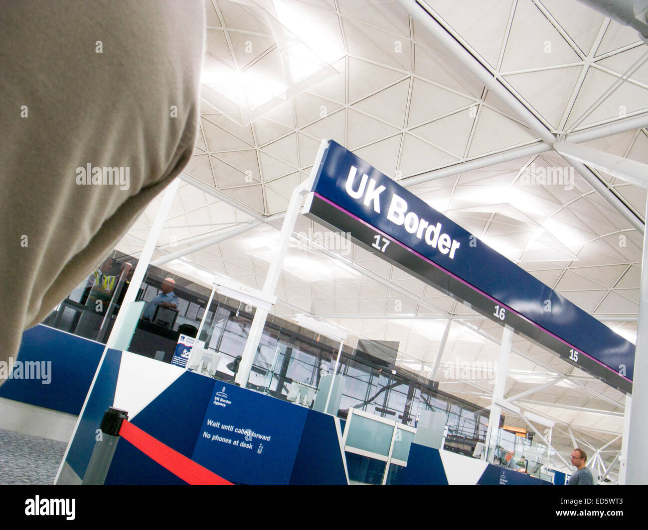 UK passport border control at Stansted Airport, London, England, UK ...