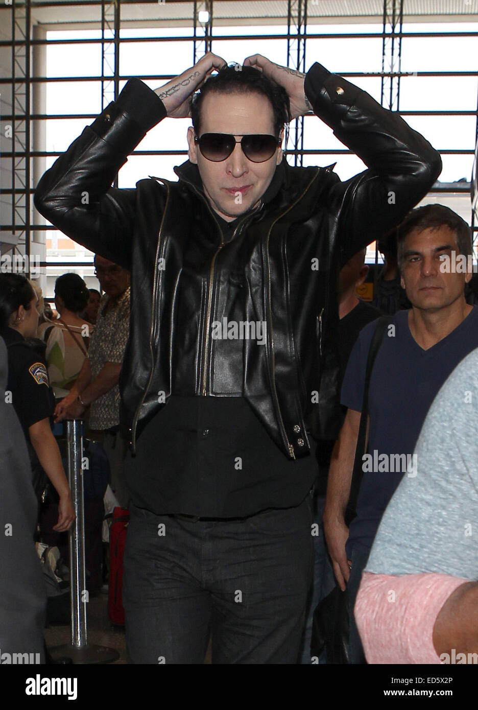 Marylin Manson (real name Brian Hugh Warner) arrives at Los Angeles ...
