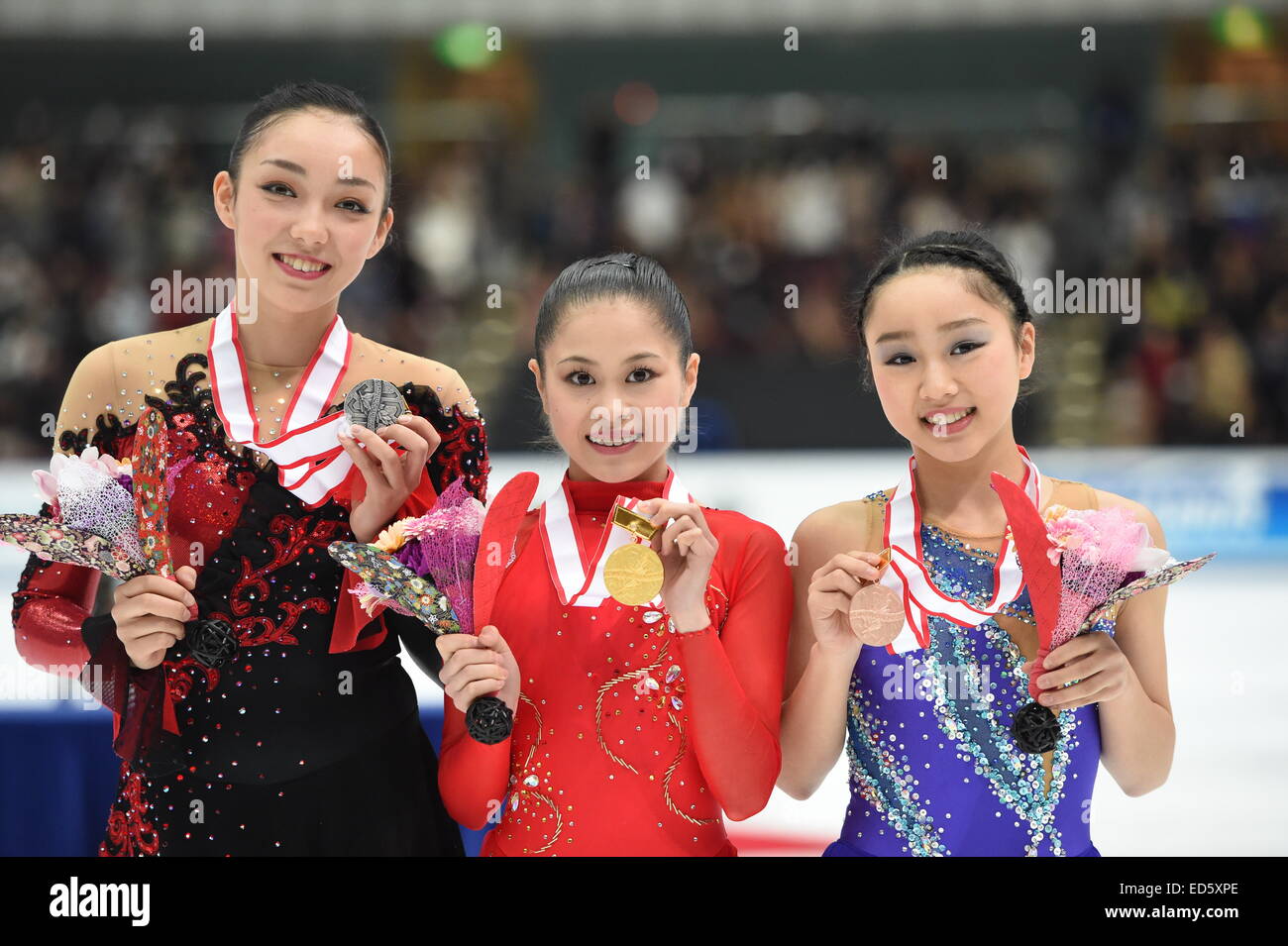 L-R) Rika Hongo, Satoko Miyahara, Wakaba Higuchi, DECEMBER 28, 2014 ...