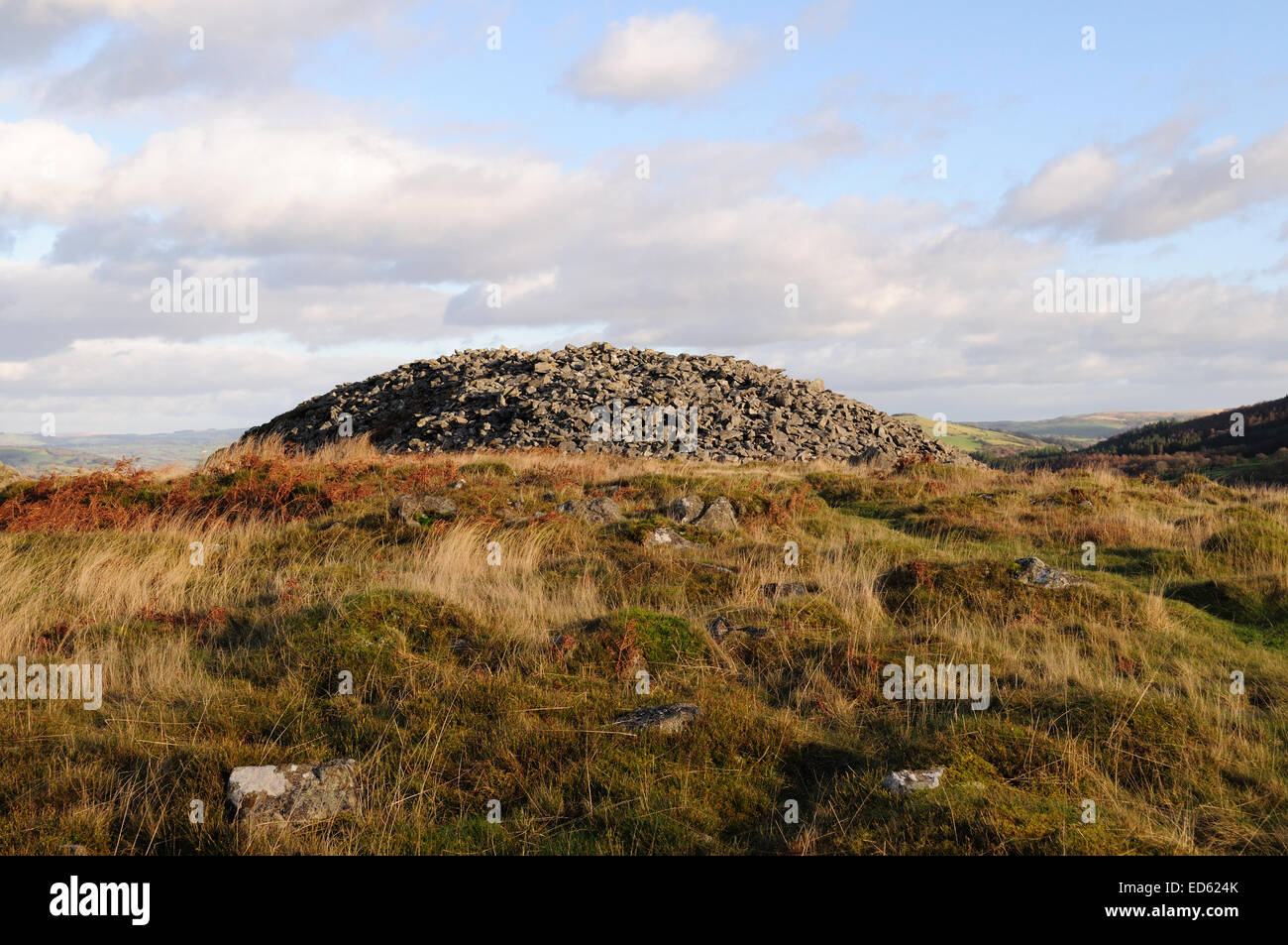 Large burial cairn on Garn Goch Iron Age hillfort Brecon Beacons ...