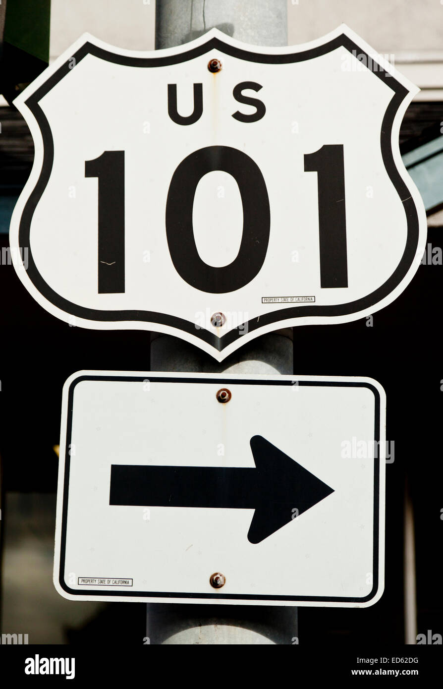 US Route 101 sign Eureka City Humboldt County California USA Stock ...