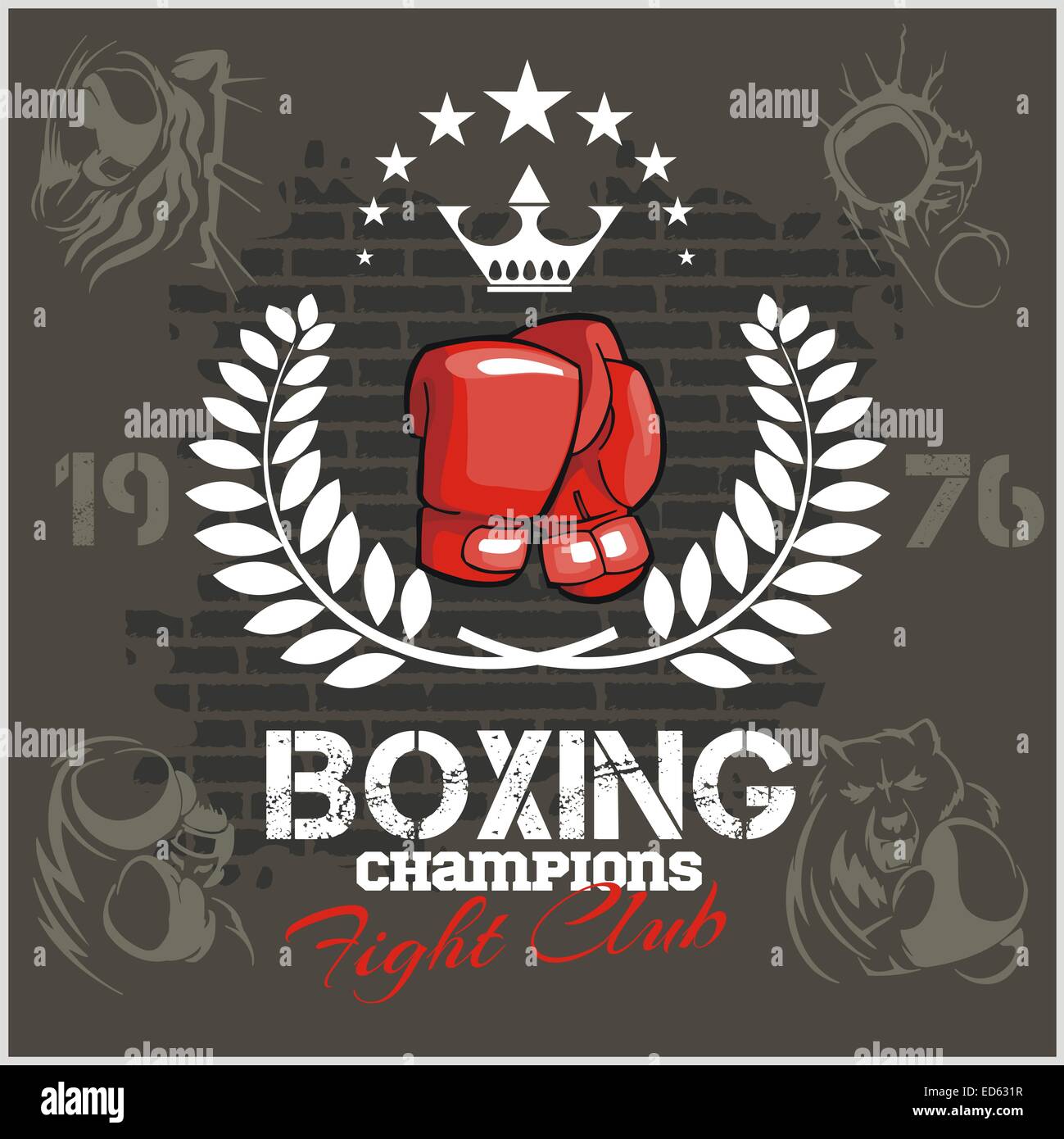 Boxing labels and banners set. part set Stock Photo - Alamy