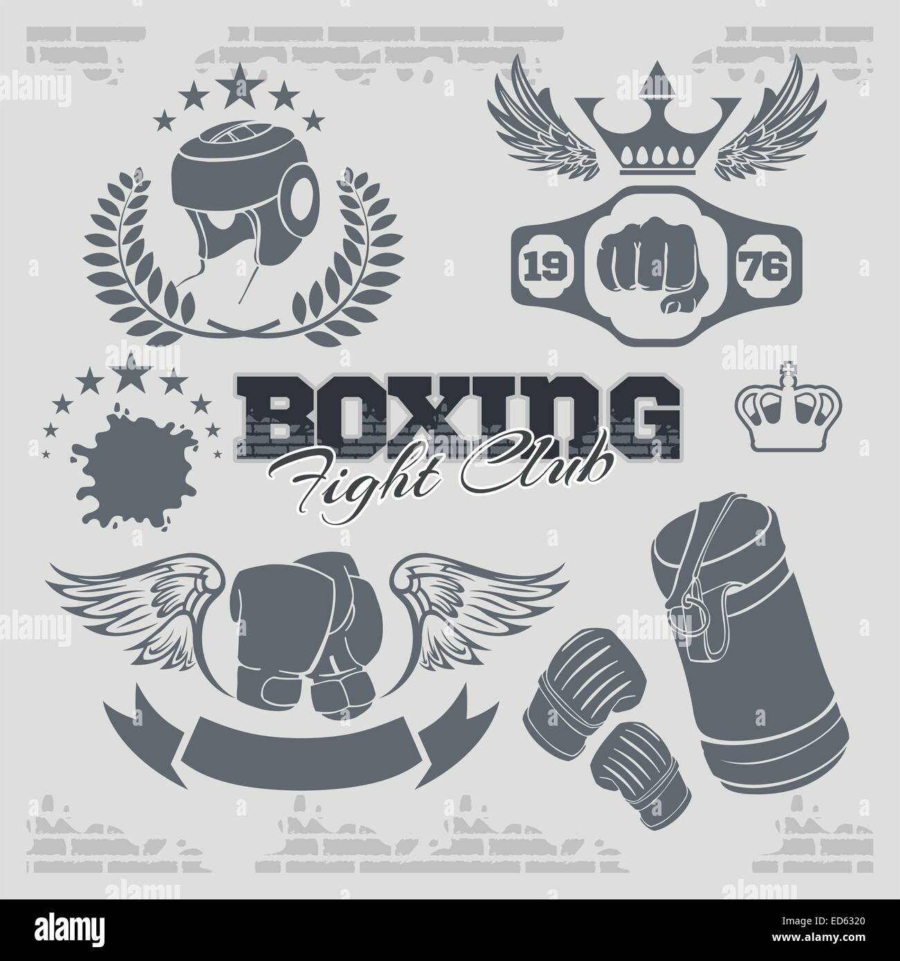 Boxing labels and banners set. part set Stock Photo - Alamy