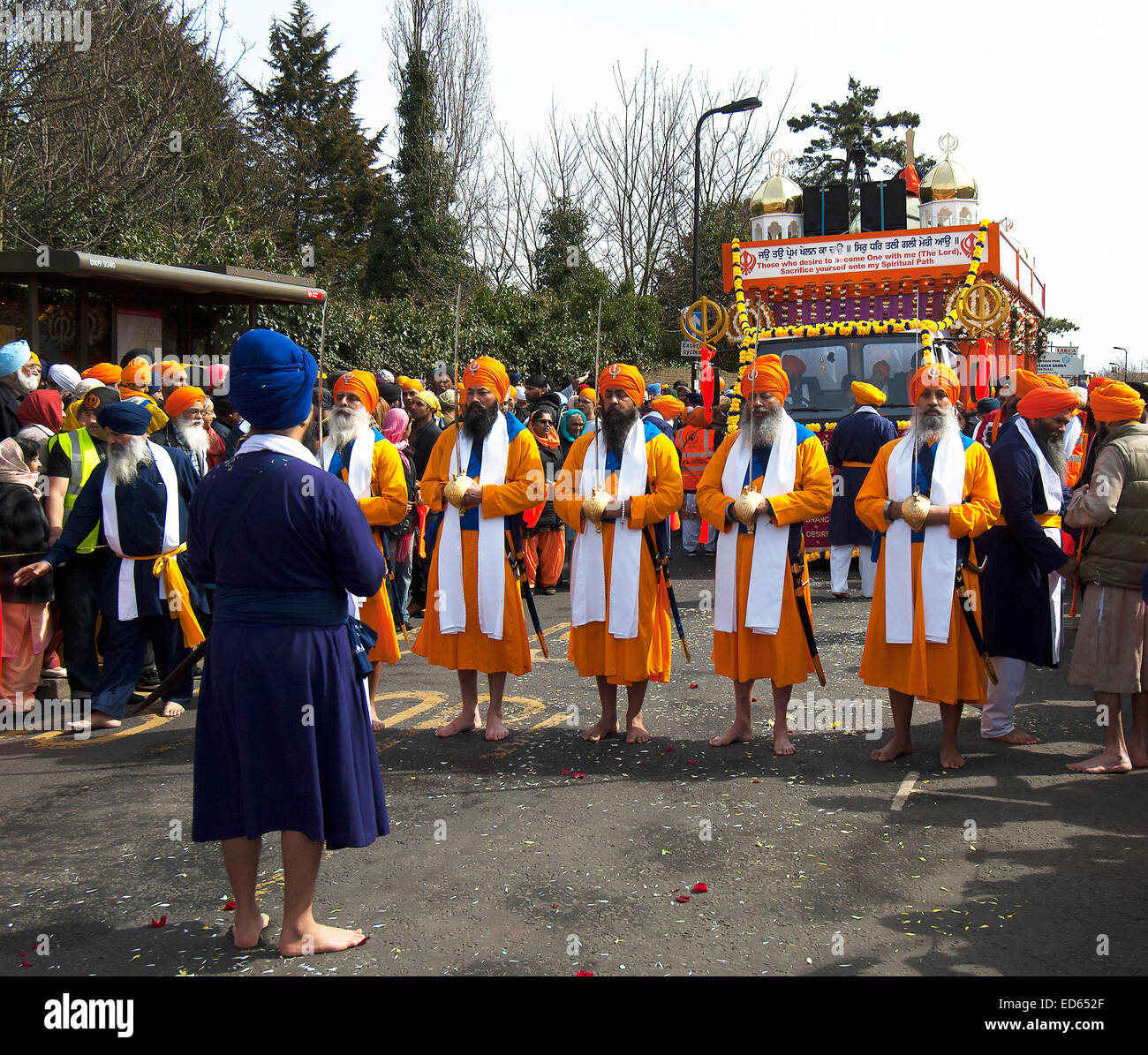 The Panj Pyare, the Five Beloved Ones, linedup ready to set off in the ...