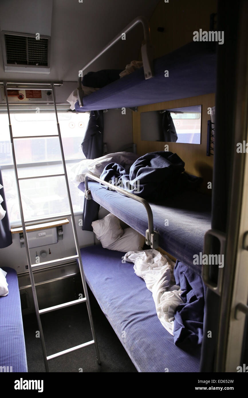 Europe over night train bed budget travel Stock Photo - Alamy