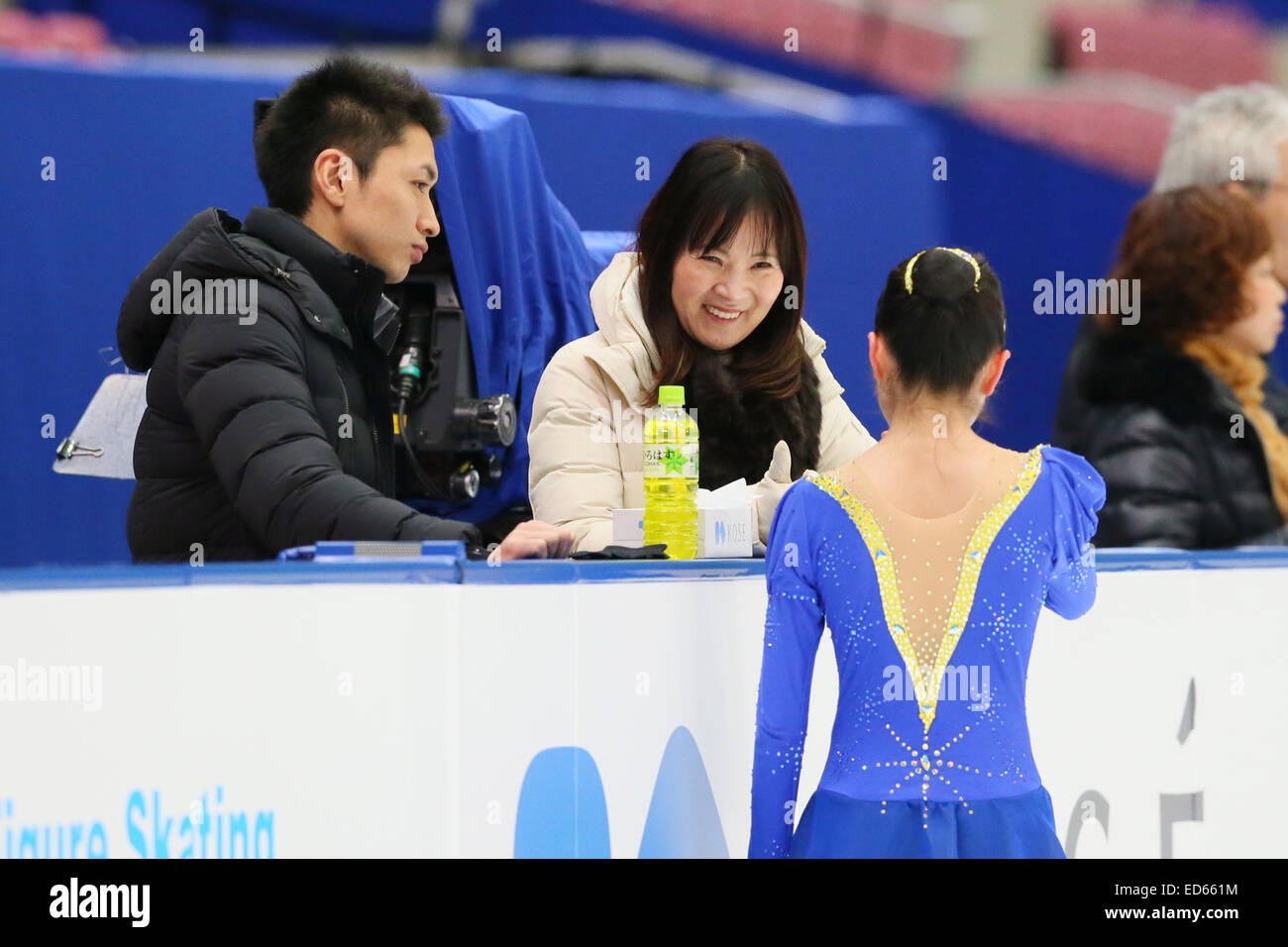 (L-R) Yamato Tamura coach, Mie Hamada coach, Satoko Miyahara, DECEMBER ...