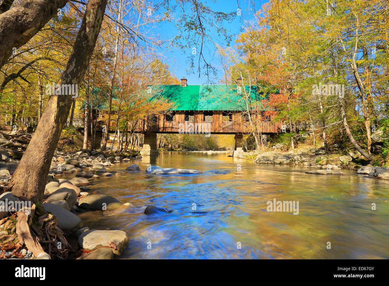 Emerts Cove Covered Bridge, Pittman Center, Tennessee, USA Stock Photo ...