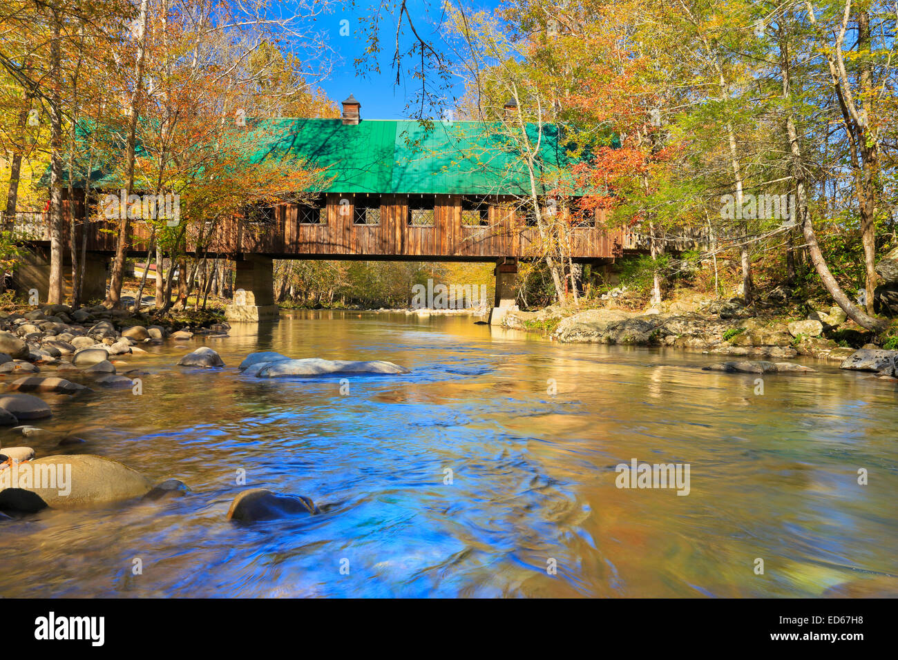 Emerts Cove Covered Bridge, Pittman Center, Tennessee, USA Stock Photo ...
