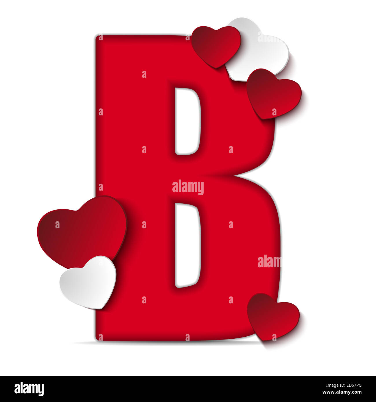 Vector - Alphabet Letters With Red Heart Valentine Day Stock Photo - Alamy