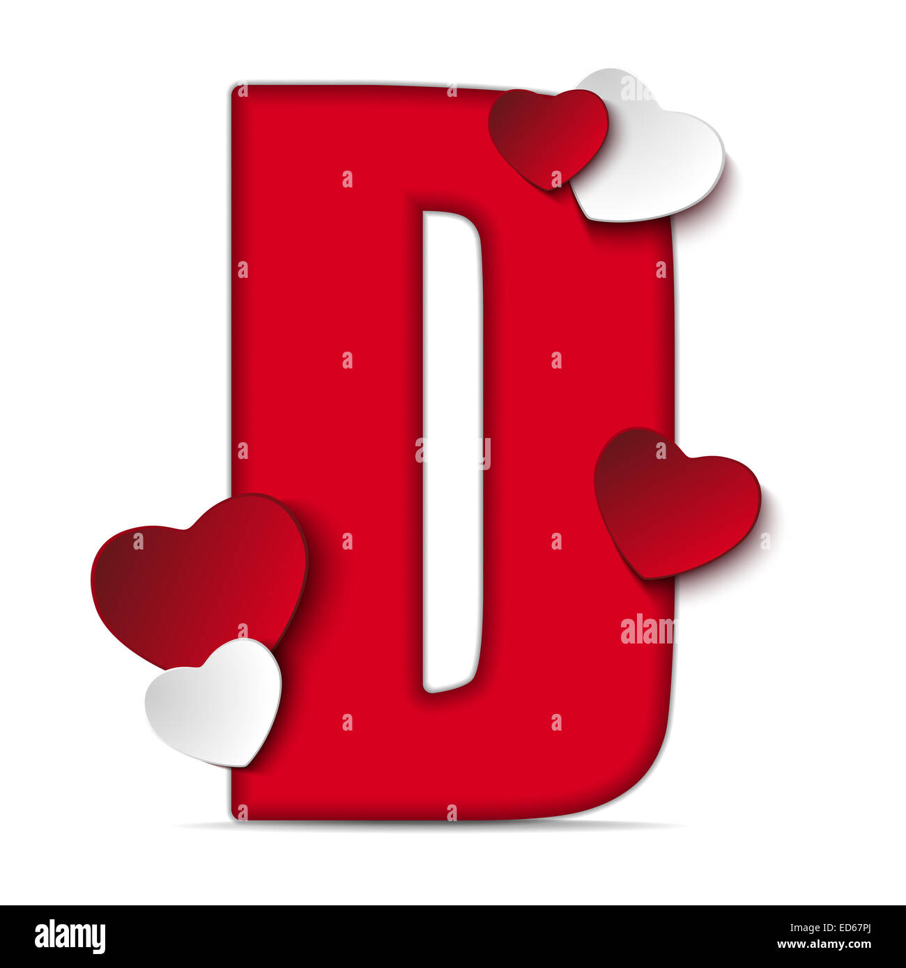 Vector - Alphabet Letters With Red Heart Valentine Day Stock Photo - Alamy