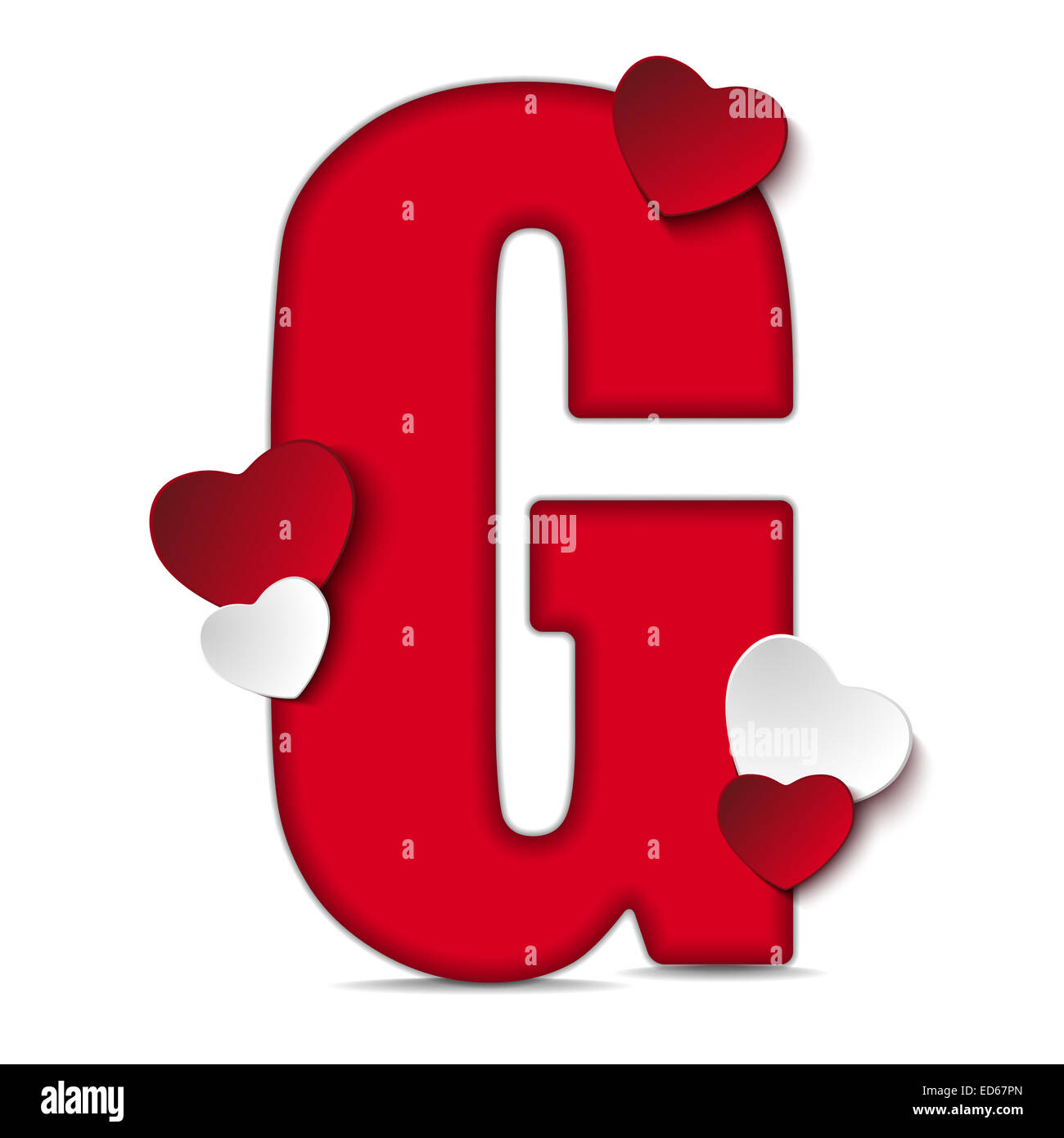 Vector - Alphabet Letters With Red Heart Valentine Day Stock Photo - Alamy