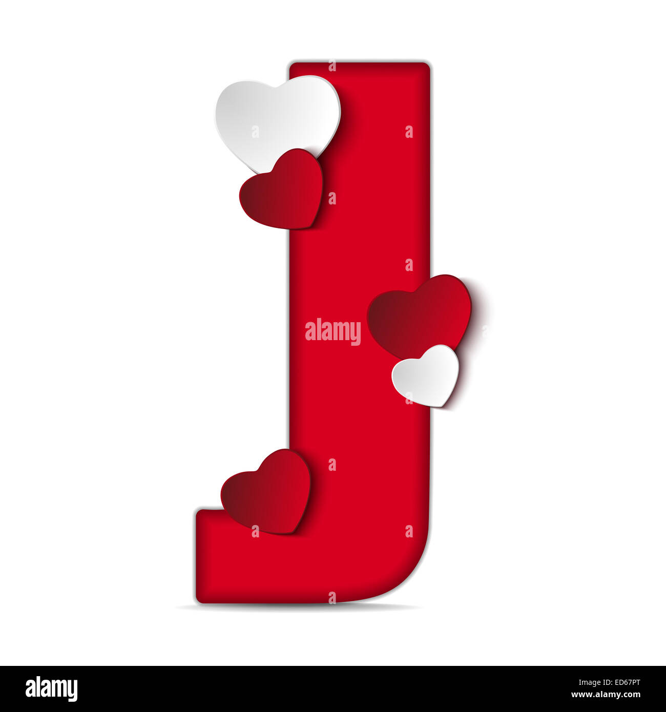 Vector - Alphabet Letters With Red Heart Valentine Day Stock Photo - Alamy