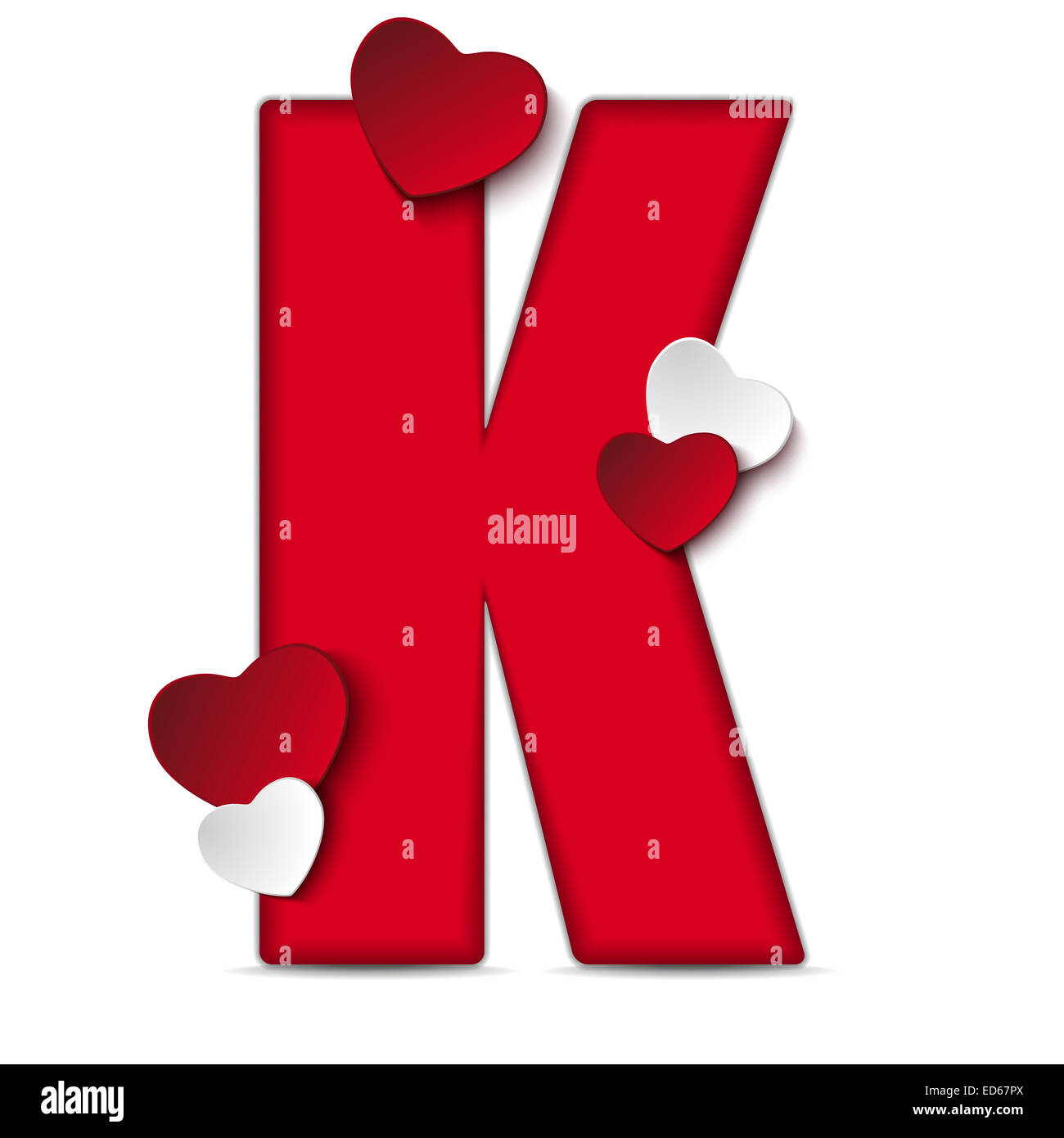 Vector - Alphabet Letters With Red Heart Valentine Day Stock Photo - Alamy