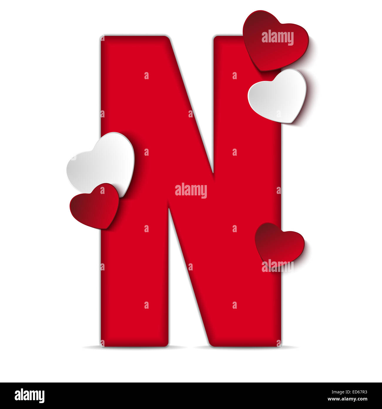 Vector - Alphabet Letters With Red Heart Valentine Day Stock Photo - Alamy
