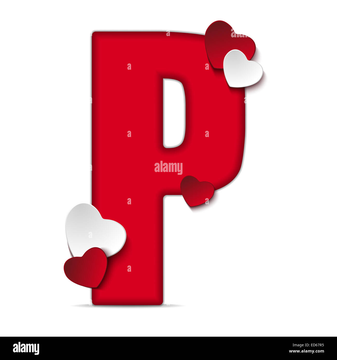 Vector - Alphabet Letters With Red Heart Valentine Day Stock Photo - Alamy
