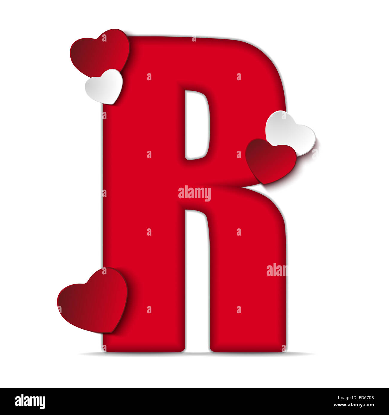 Vector - Alphabet Letters With Red Heart Valentine Day Stock Photo - Alamy