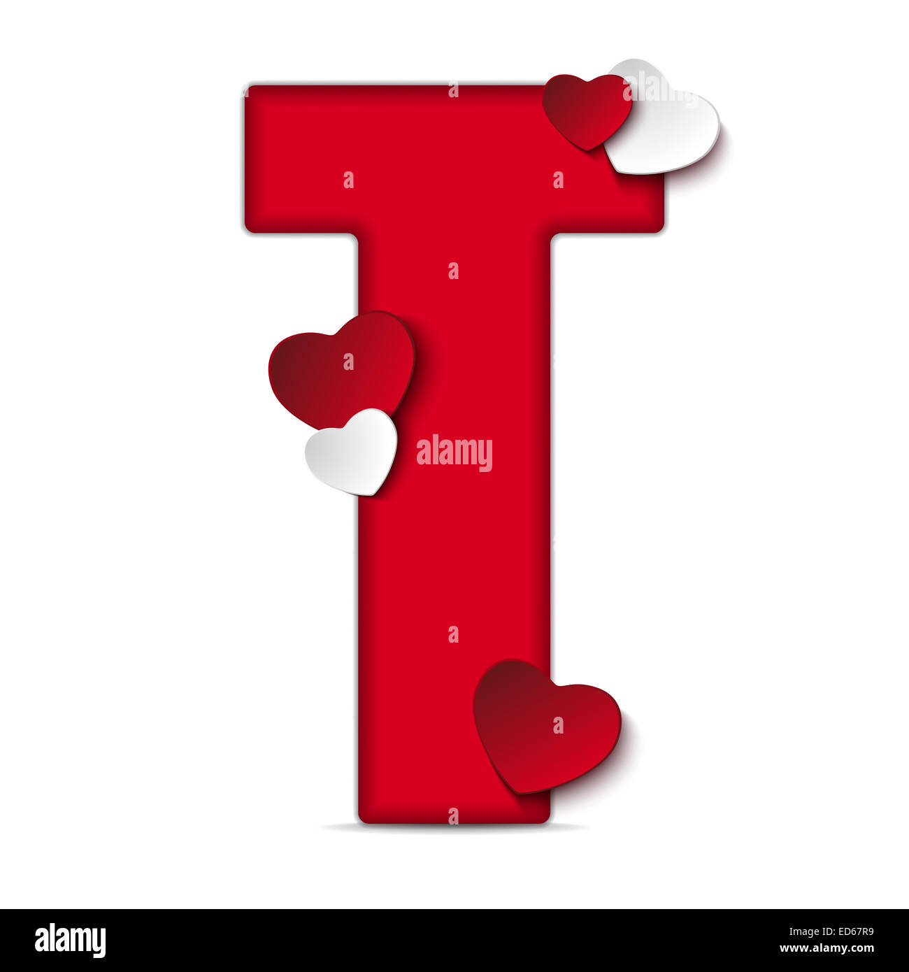 Vector - Alphabet Letters With Red Heart Valentine Day Stock Photo - Alamy
