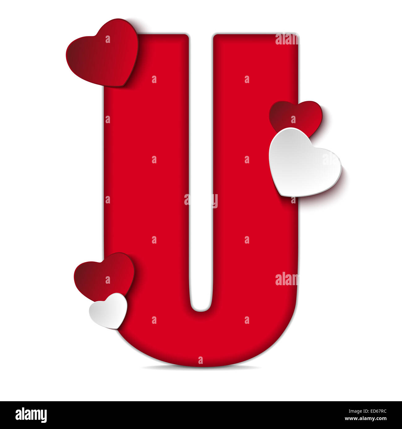 Vector - Alphabet Letters With Red Heart Valentine Day Stock Photo - Alamy