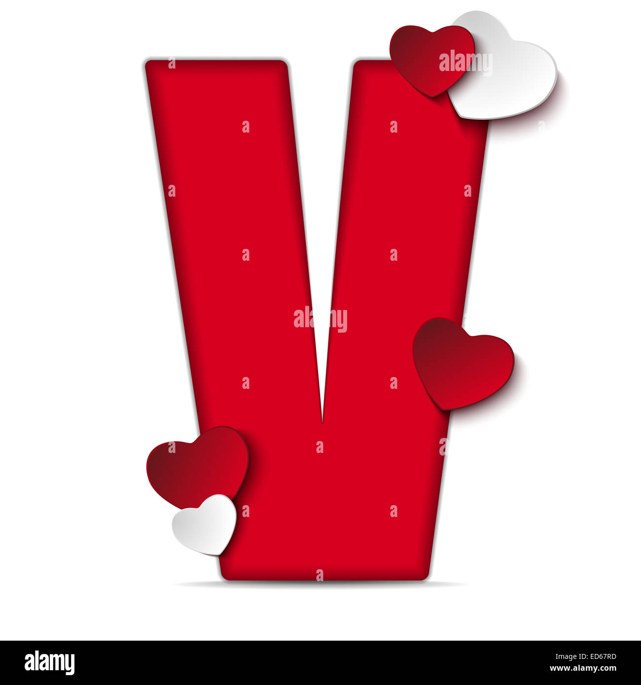 Vector - Alphabet Letters With Red Heart Valentine Day Stock Photo - Alamy