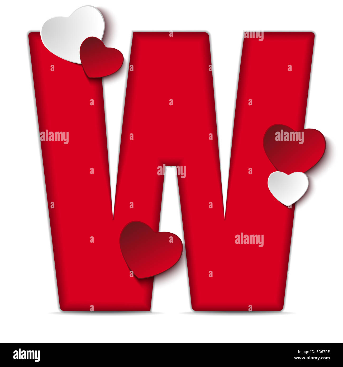 Vector - Alphabet Letters With Red Heart Valentine Day Stock Photo - Alamy