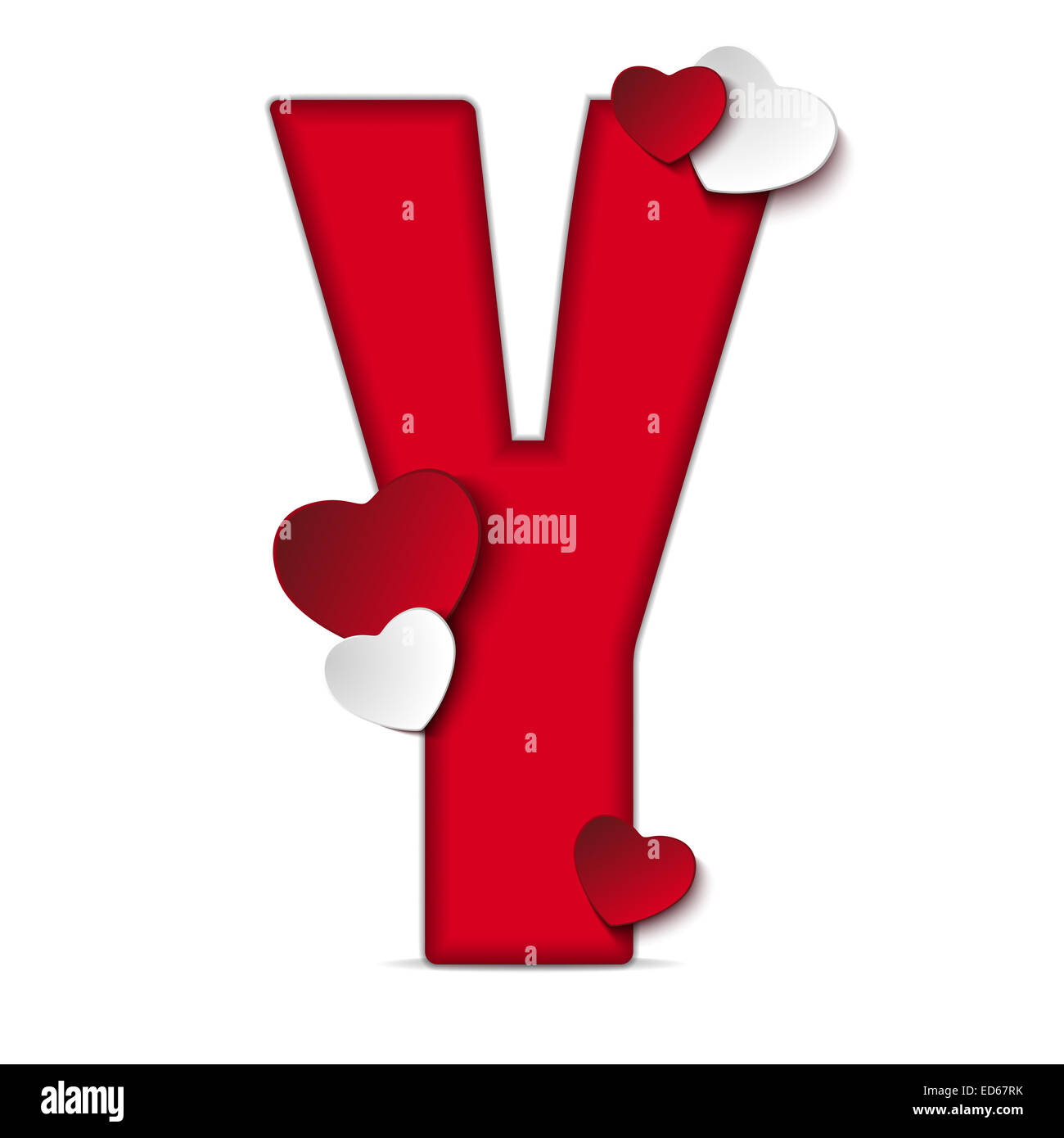 Vector - Alphabet Letters With Red Heart Valentine Day Stock Photo - Alamy