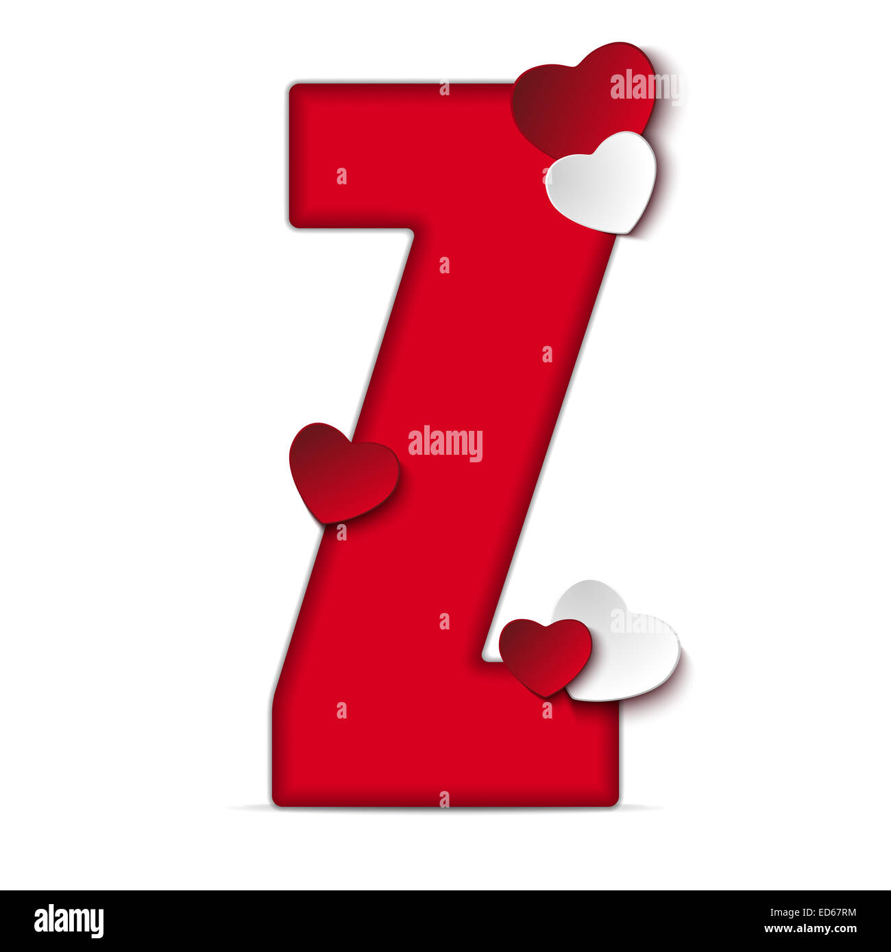 Vector - Alphabet Letters With Red Heart Valentine Day Stock Photo - Alamy