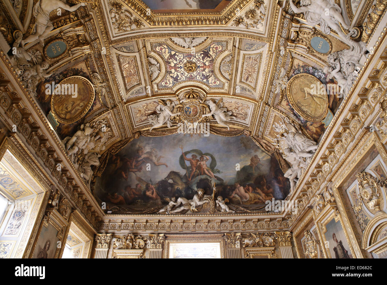Galerie d'Apollon ceiling Louvre Stock Photo - Alamy
