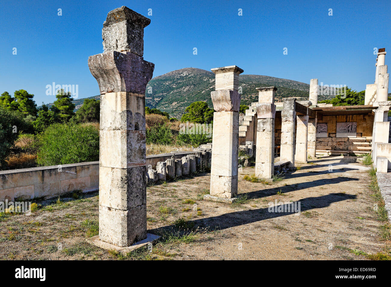 The Stoa of Abaton in Epidaurus (4th cent. B.C.), Greece Stock Photo ...