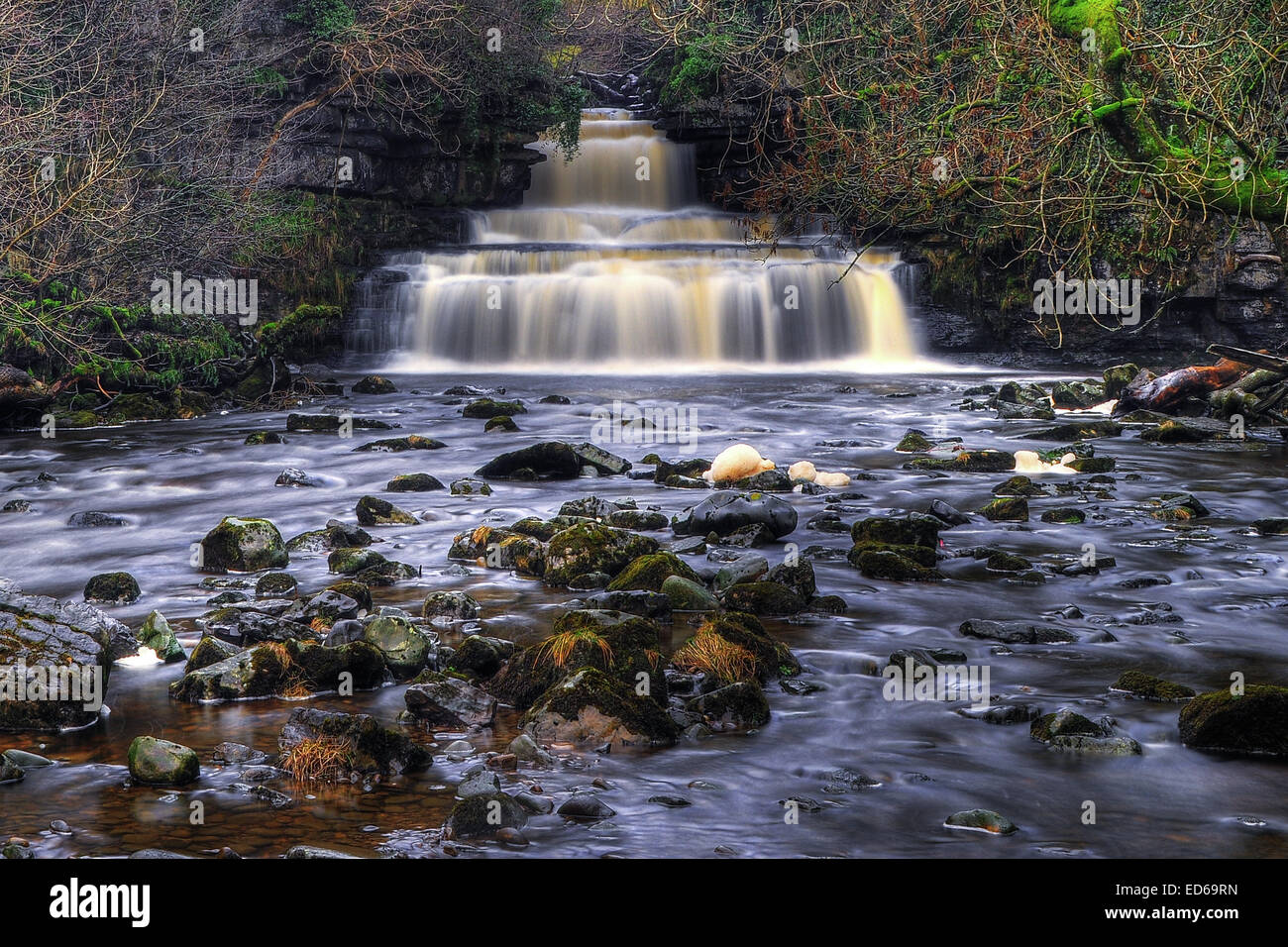 Cotter Force Waterfall some 4 miles from Hawes in Wensleydale in the Yorkshire Dales National ...