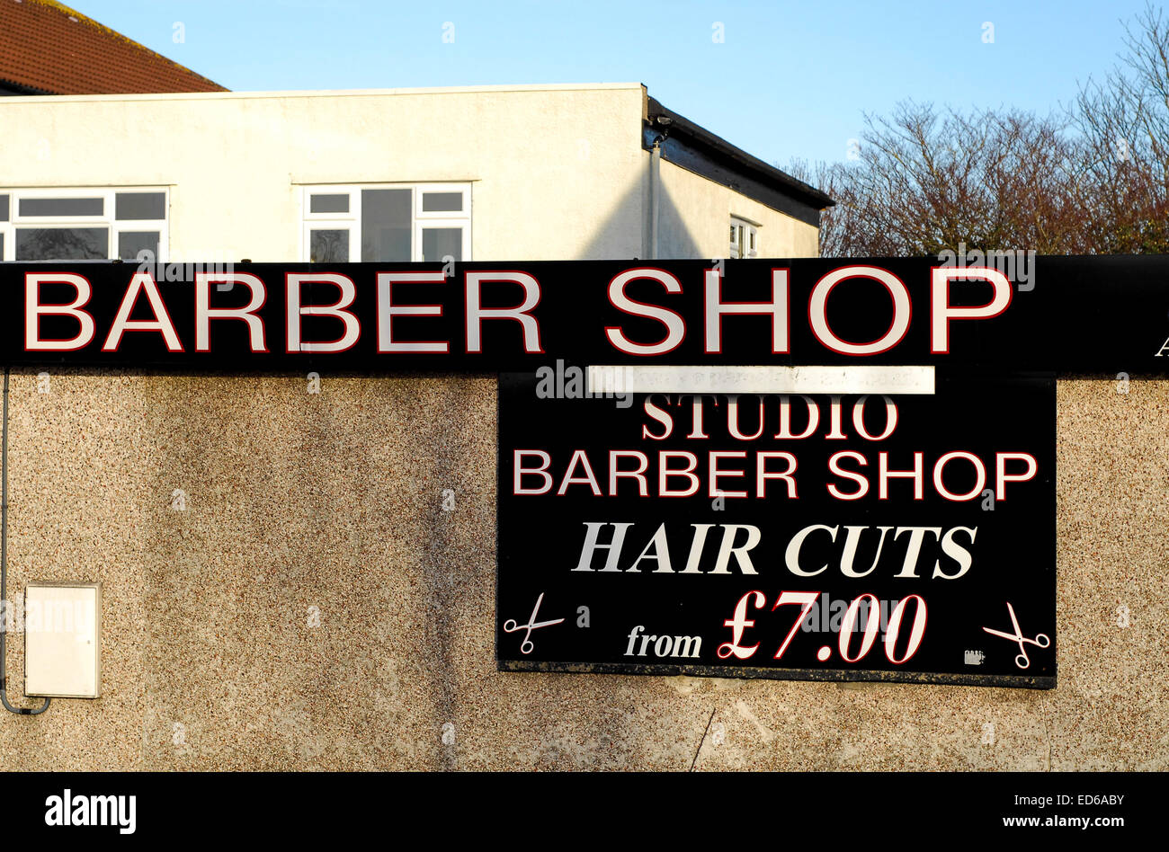 Barber hairdressing shop sign Stock Photo - Alamy