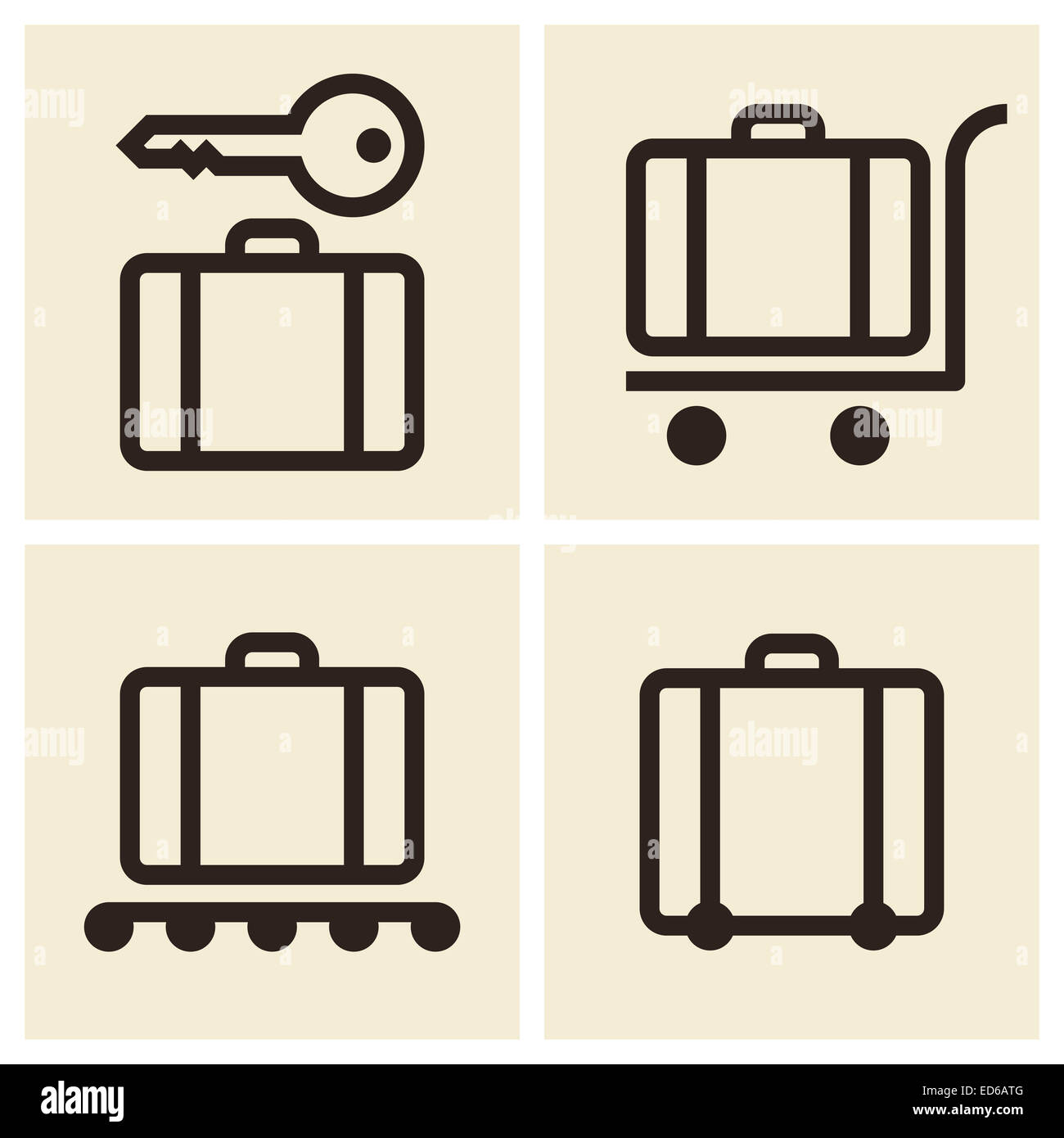 Baggage cart, Suitcase, Baggage claim, Baggage storage - travel icons ...