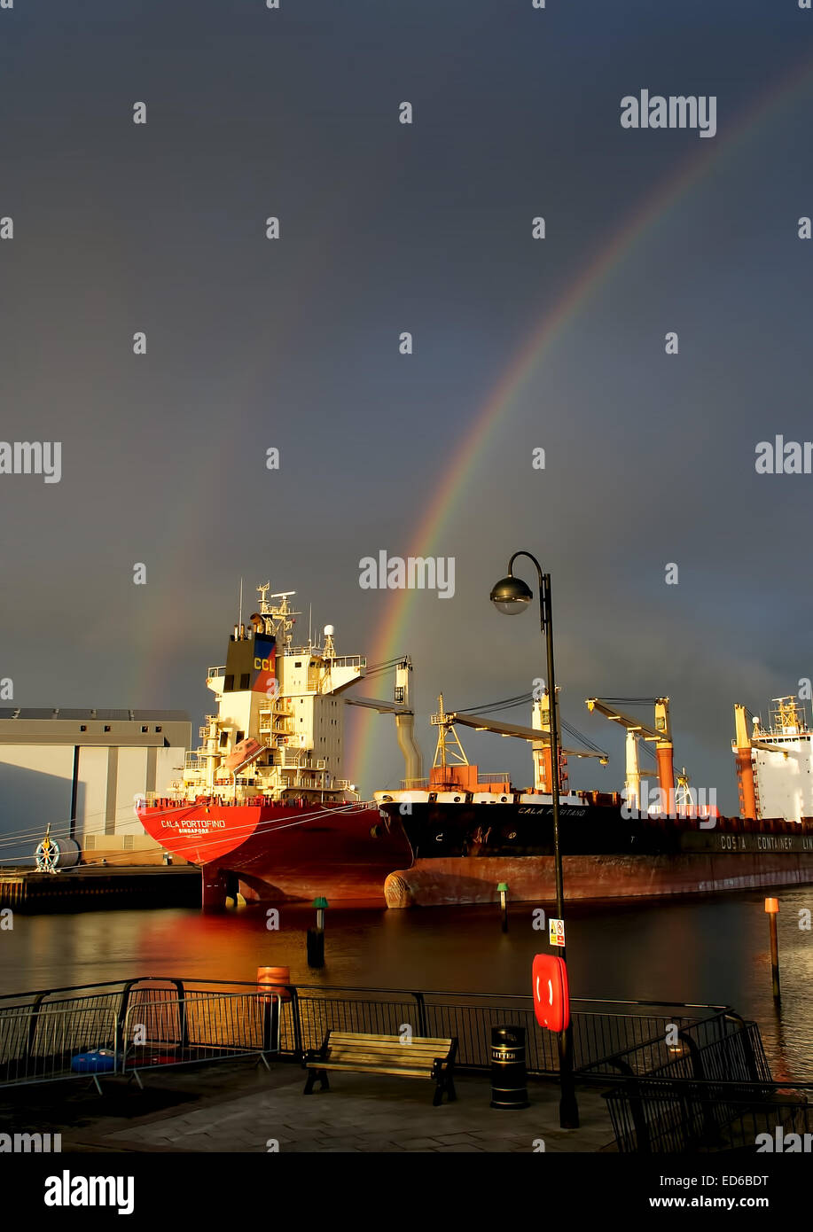 Stunning skies and rainbow over Cargo Fleet, Middlesbrough Stock Photo ...