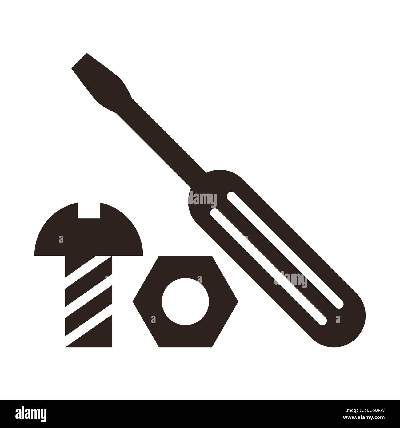 Screwdriver, nut and bolt icon isolated on white background Stock Photo ...